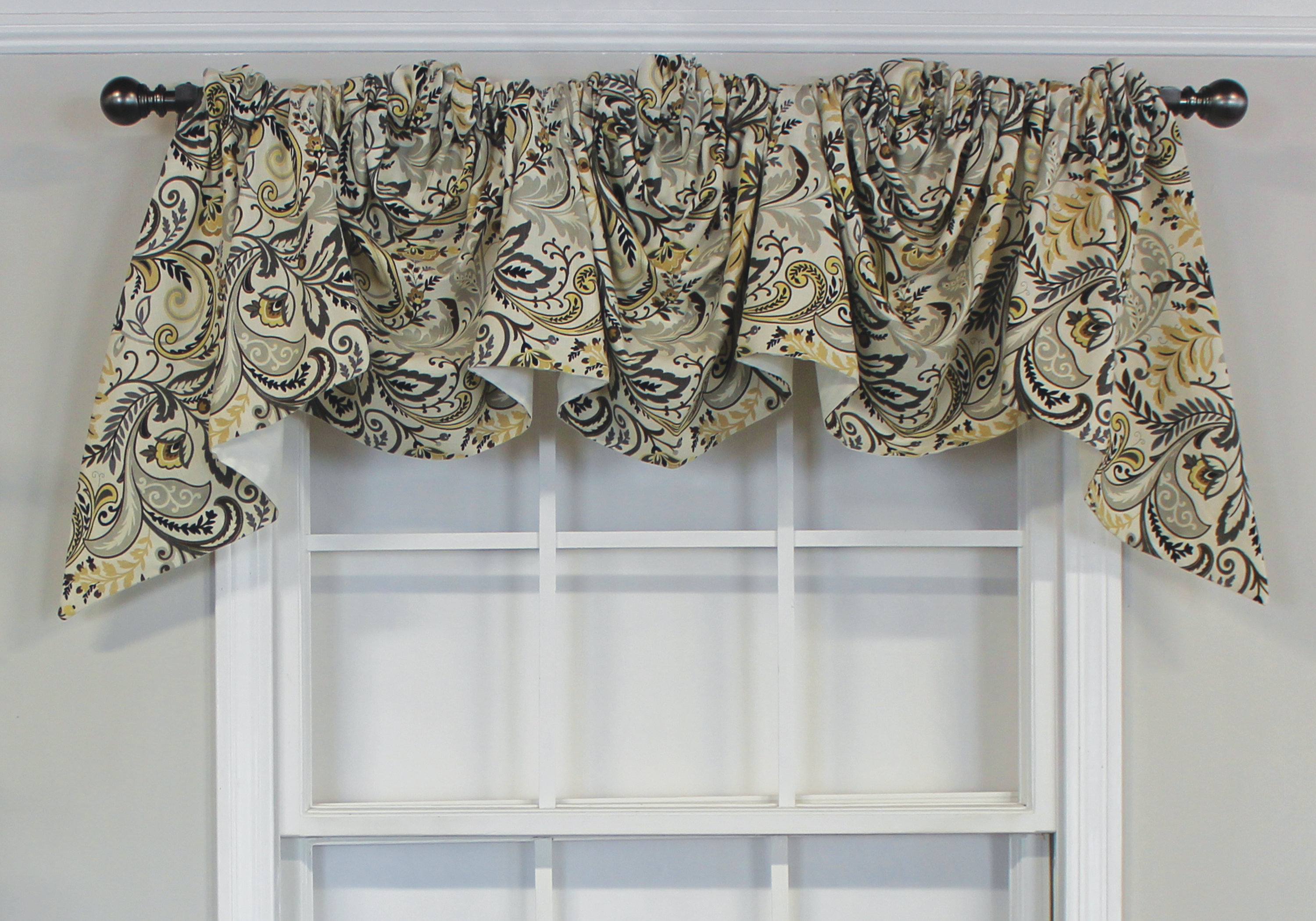 RLF Home Findlay Charcoal 3-Scoop Empire Valance for Windows up to 54" W & Reviews | Wayfair